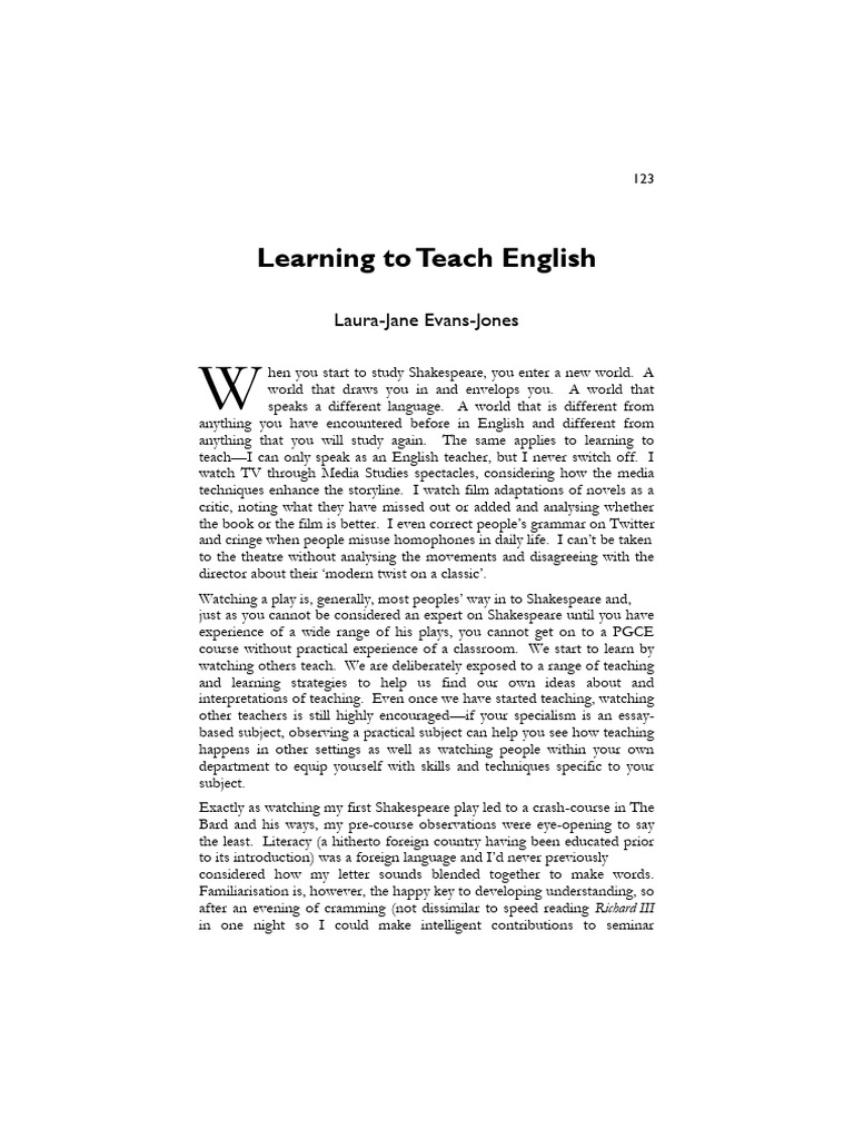 Learning To Teach English | PDF | Teachers | English Language