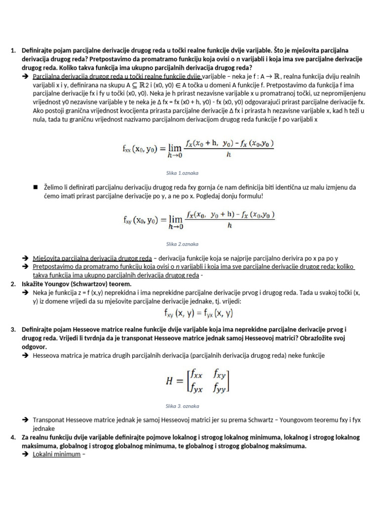 Matematika Pitanja Kolokvij 2 | PDF