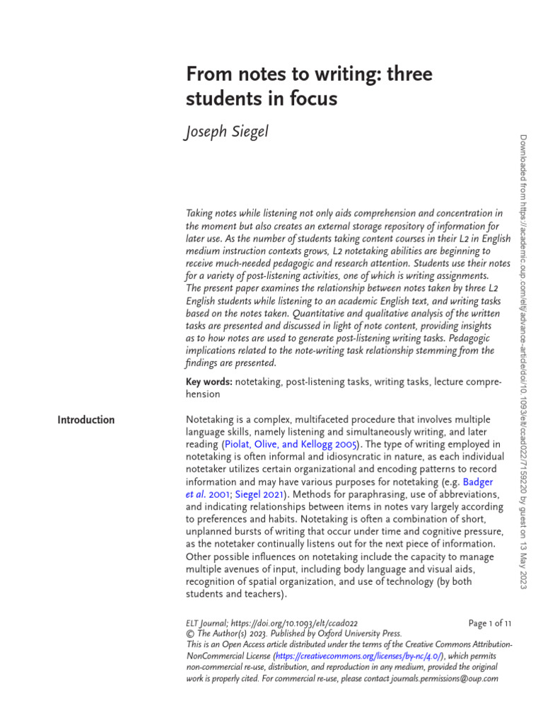 L2 Notetaking and Writing Task Insights | PDF | English As A Second Or ...