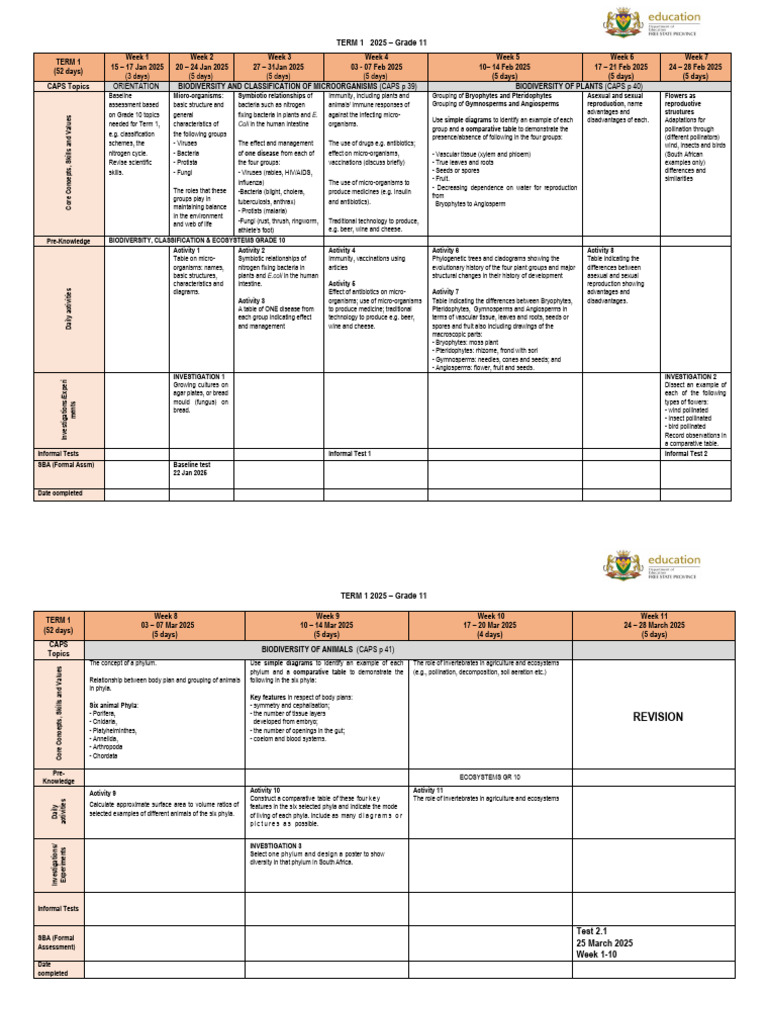 Grade 11 Life Science ATP Term 3 2025 | PDF | Digestion | Lung
