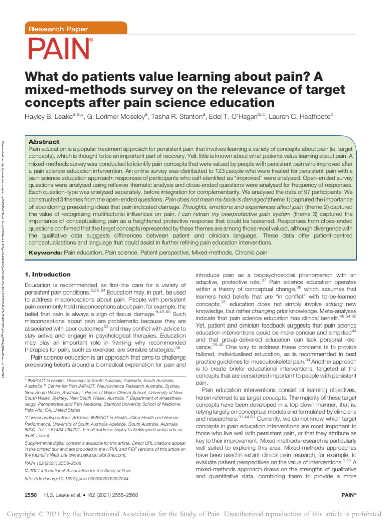 What - Do - Patients - Value - Learning - About - Pain - A.12 2 | PDF ...