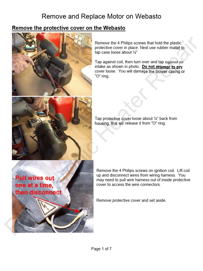 Webasto Motor Remove and Replace | PDF | Screw | Electrical Engineering