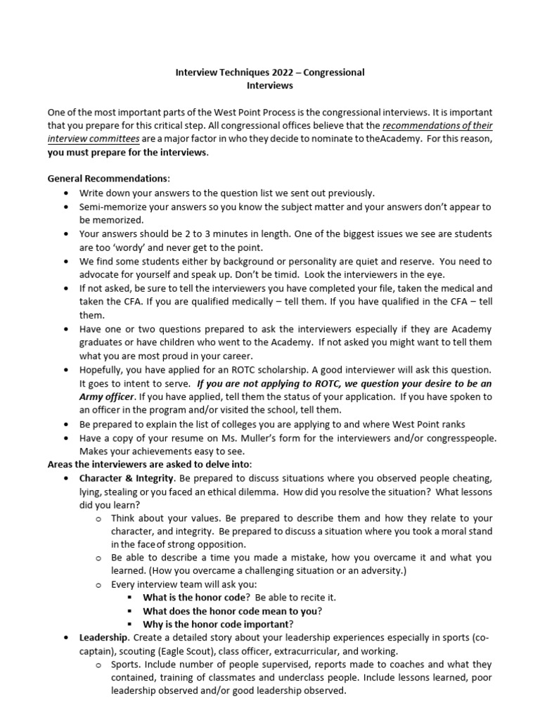 Congressional Interview Prep Guide 2022 | PDF | United States Military ...