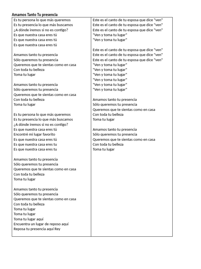Amamos Tu Presencia en Nuestro Hogar | PDF