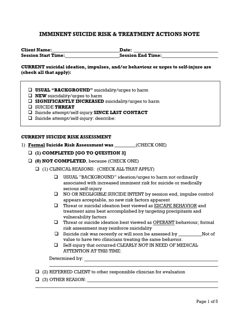 Suicide Risk Form | PDF | Self Harm | Suicide