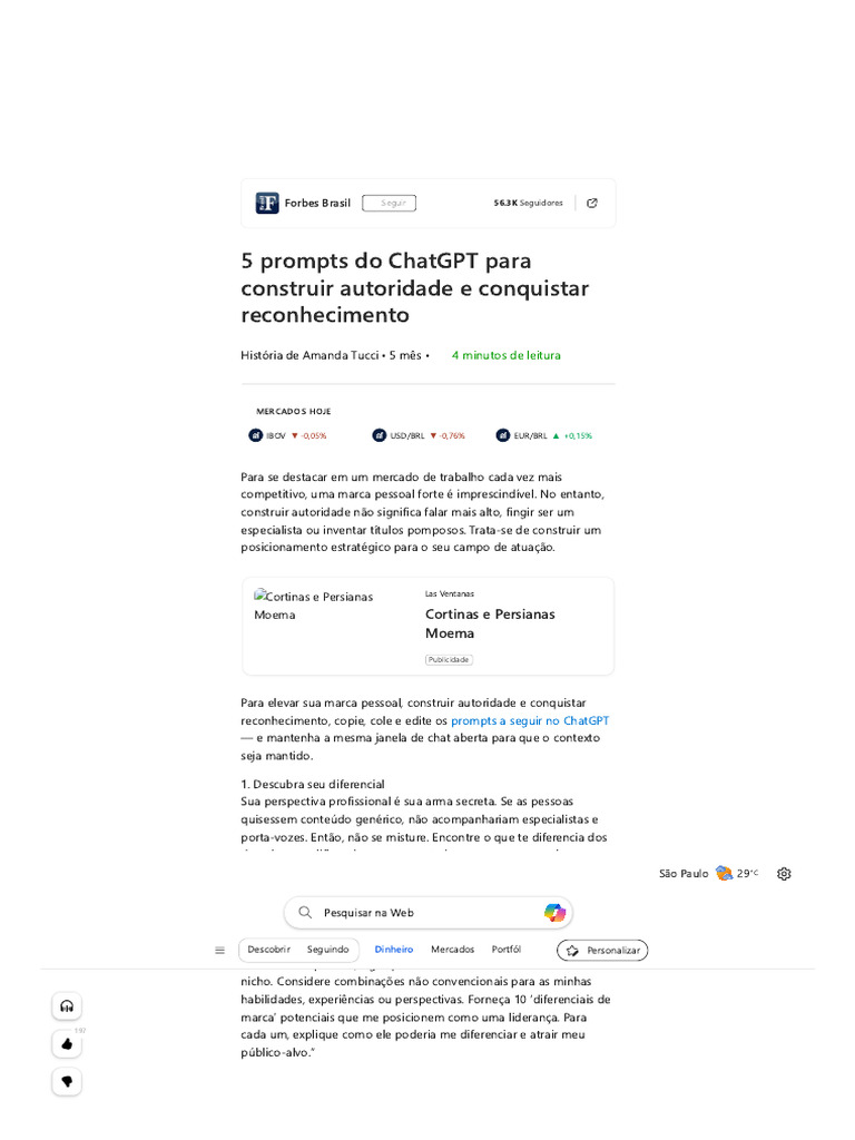 5 Prompts Do ChatGPT para Construir Autoridade e Conquistar Reconhecimento | PDF | Inteligência ...