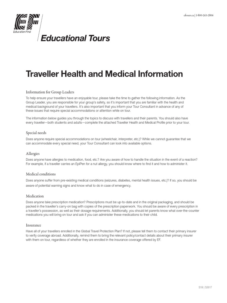 EF Medical Form | PDF | Allergy | Health Care