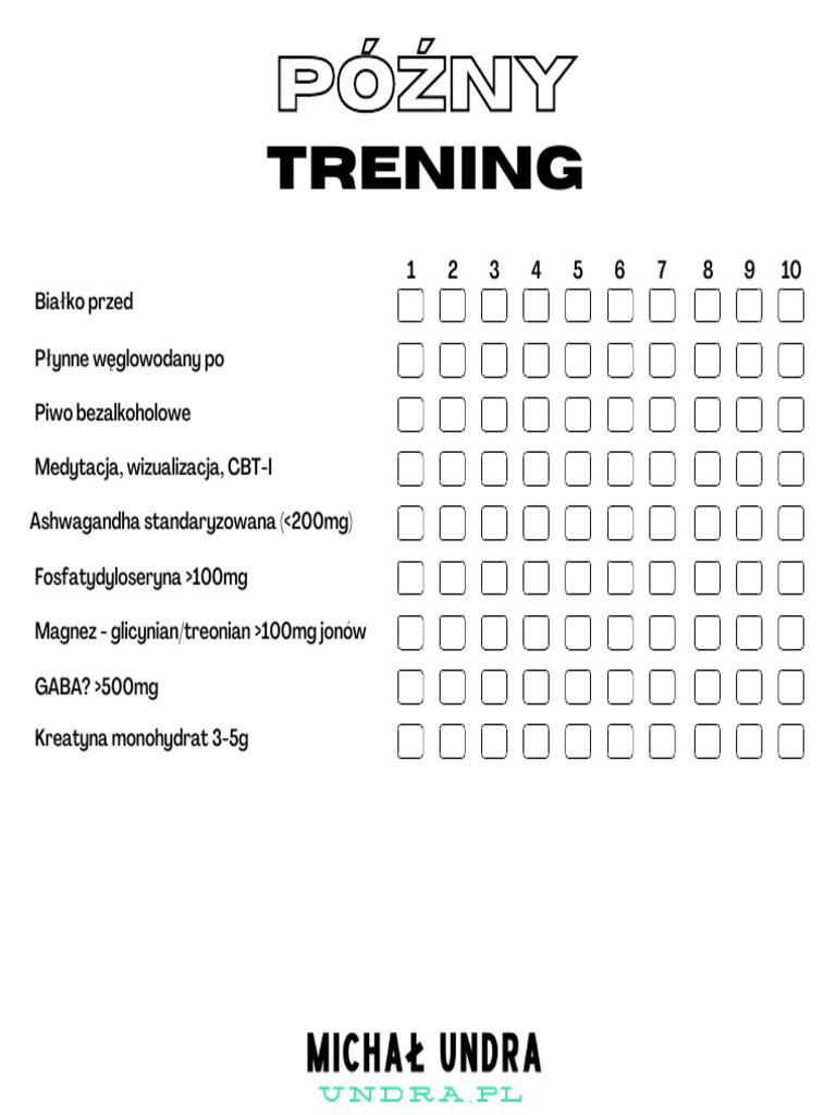 CHECKLISTA-poźny-trening | PDF