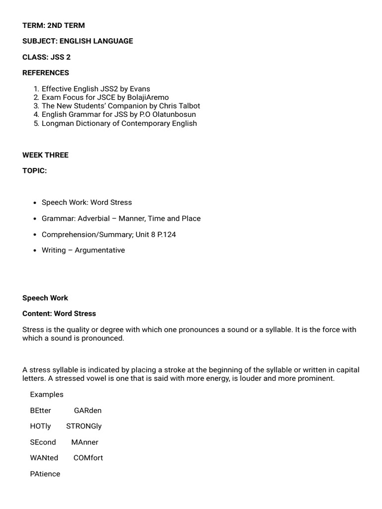 Speech Work Word Stress | PDF | Stress (Linguistics) | English Language