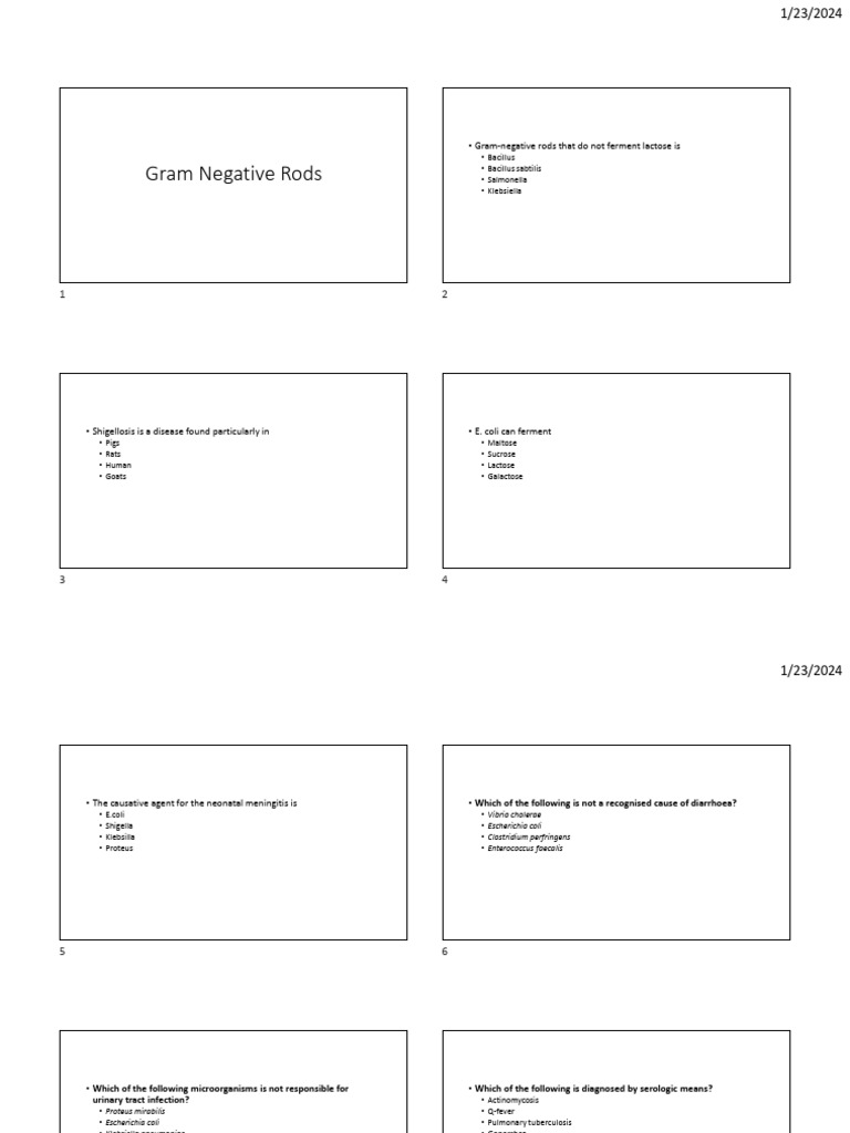 Gram Negative Rods | PDF | Salmonella | Escherichia Coli