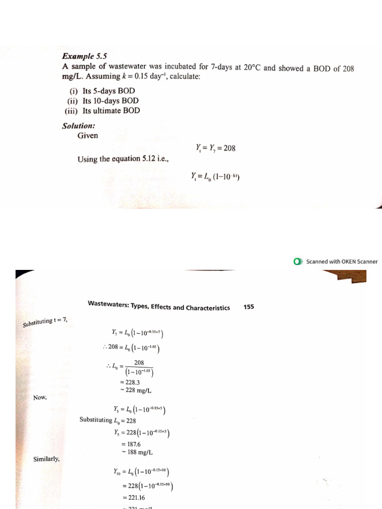Chap 8 BOD and COD Solved Problems | PDF