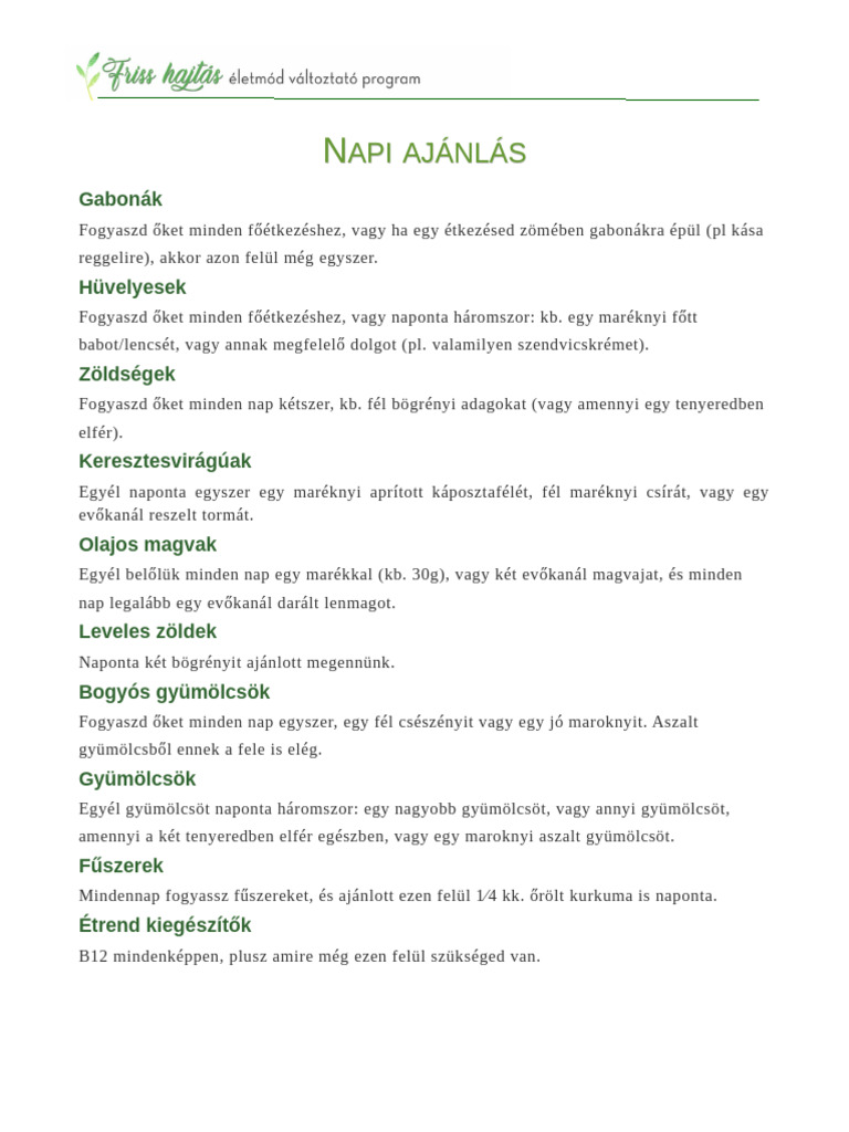 Friss Hajtas Napi Ajanlas | PDF