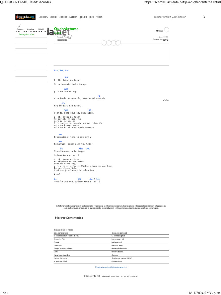 QUEBRANTAME, Jesed Acordes | PDF