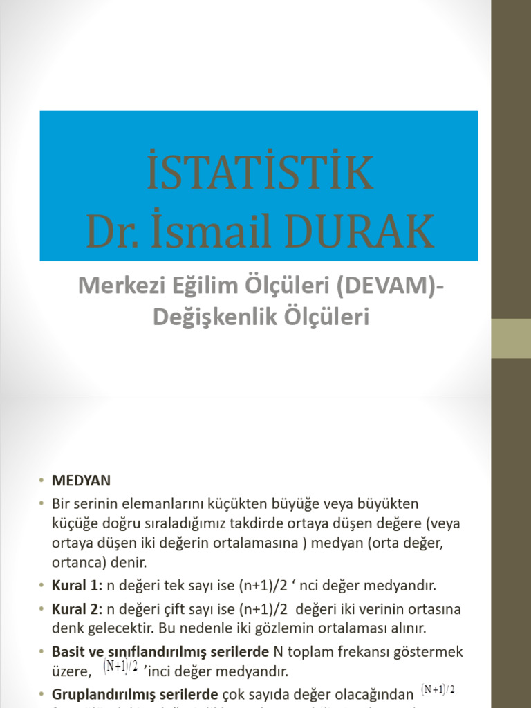 İSTATİSTİK 4.hafta Sunu | PDF