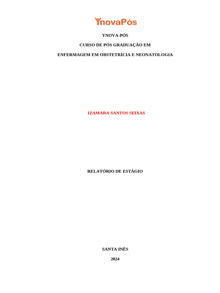 RELAT%C3%93RIO%20IZA%20SEIXAS | PDF | Gravidez | Parto