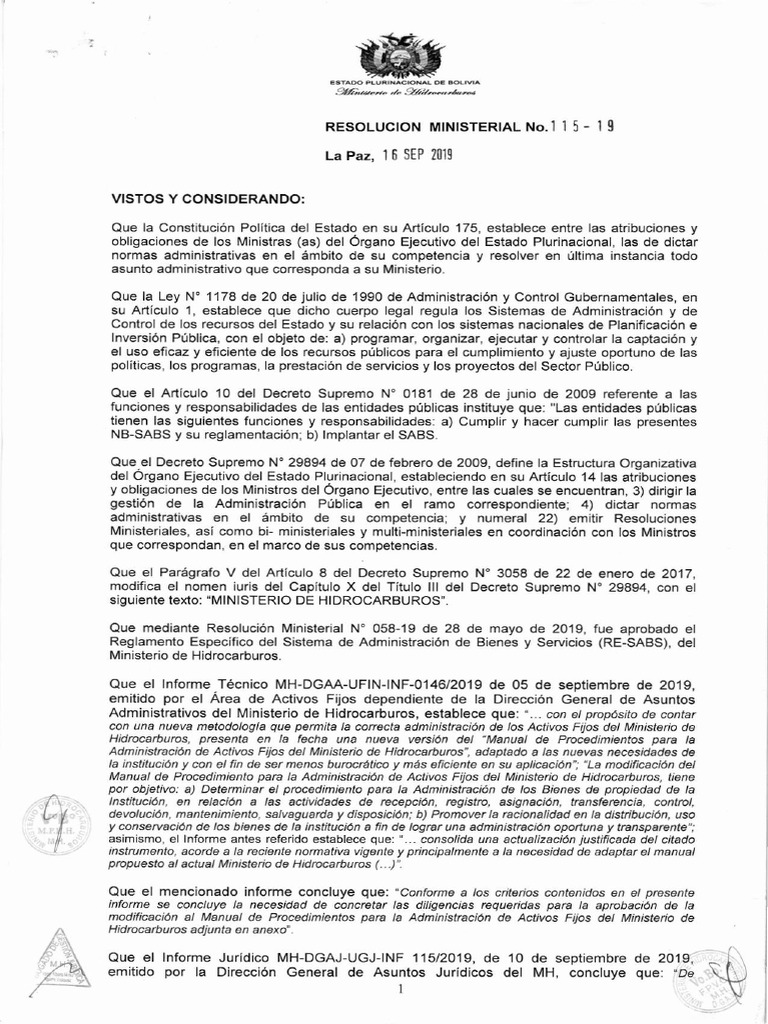 Manual de Procedimientos para La Administracin de Activos Fijos RM 115 19 | PDF