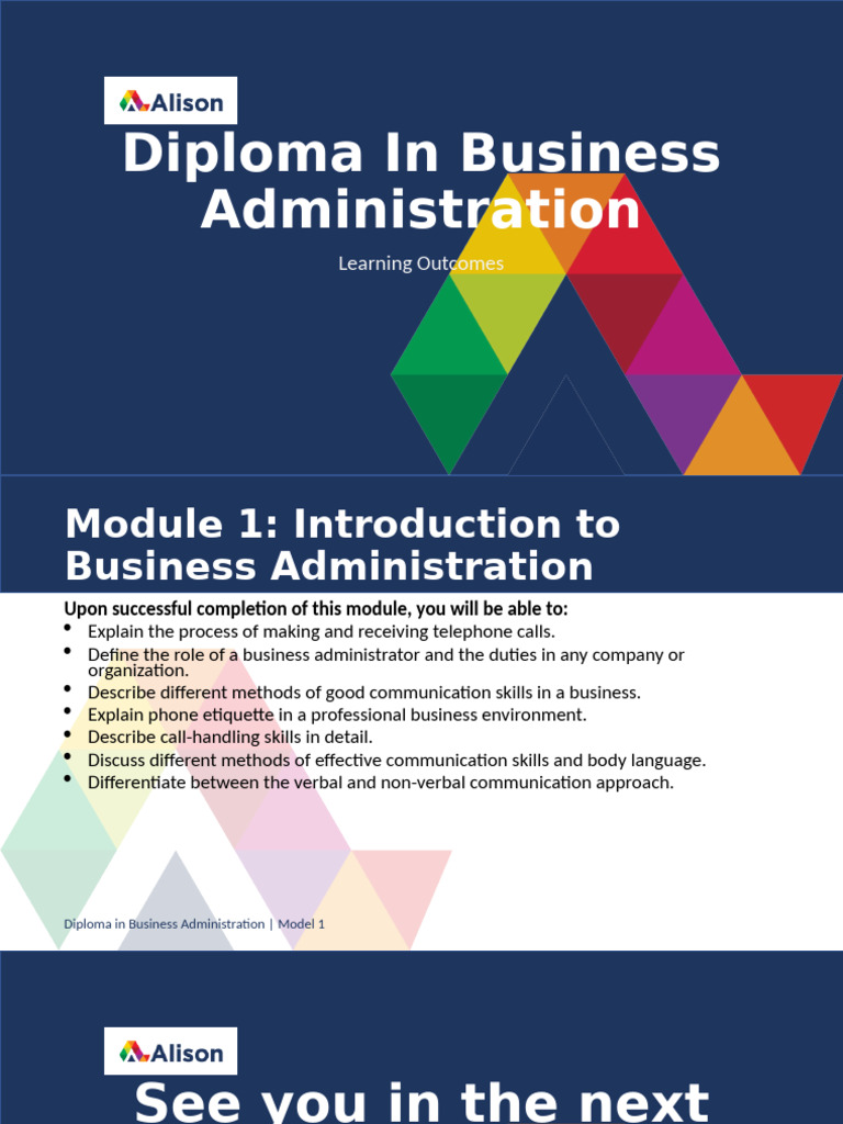 DBA Module 1.2 Learning Outcomes | PDF