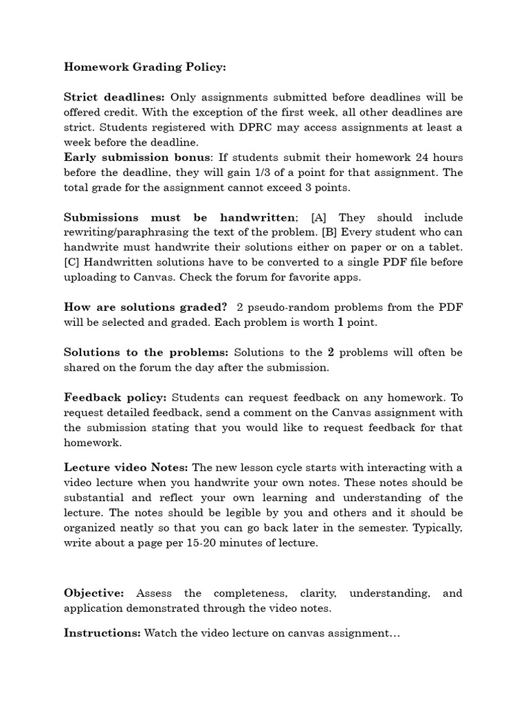 Grading Policy For Online Calculus Pdf Homework Learning 1099