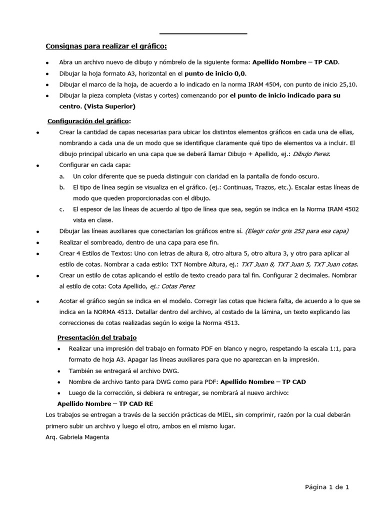 Consignas TP CAD Pieza Mecanica | PDF | Dibujo