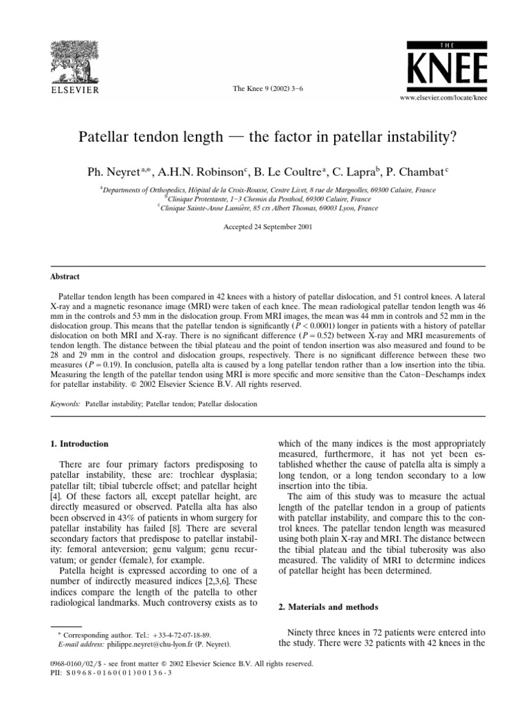 Patela Length Instability | PDF | Knee | Joints