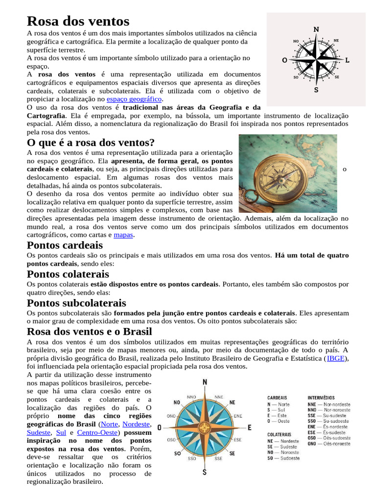 Rosa dos ventos | PDF | Geografia | Cartografia