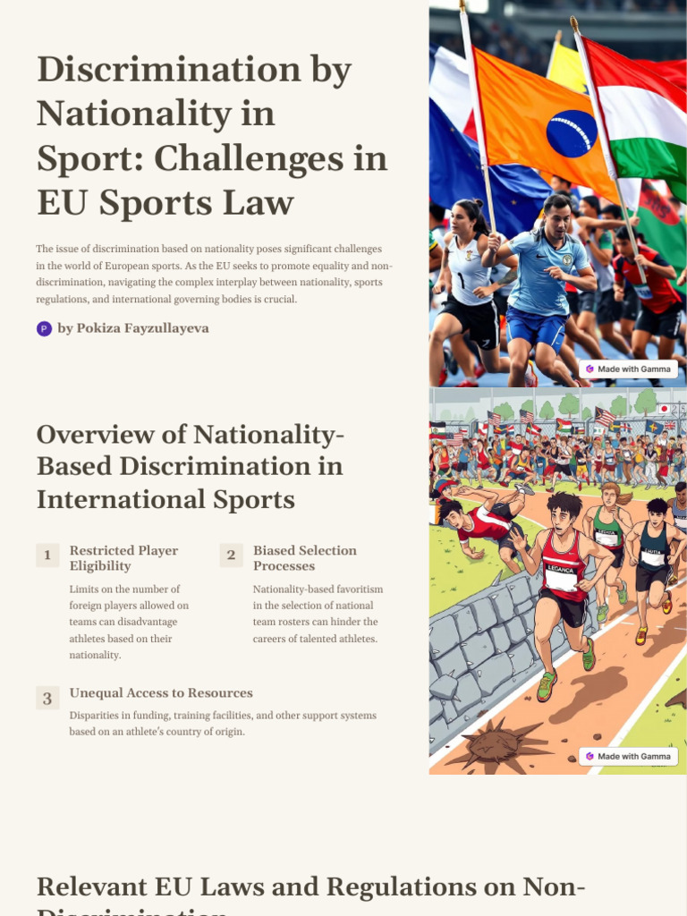 Discrimination by Nationality in Sport Challenges in EU Sports Law ...