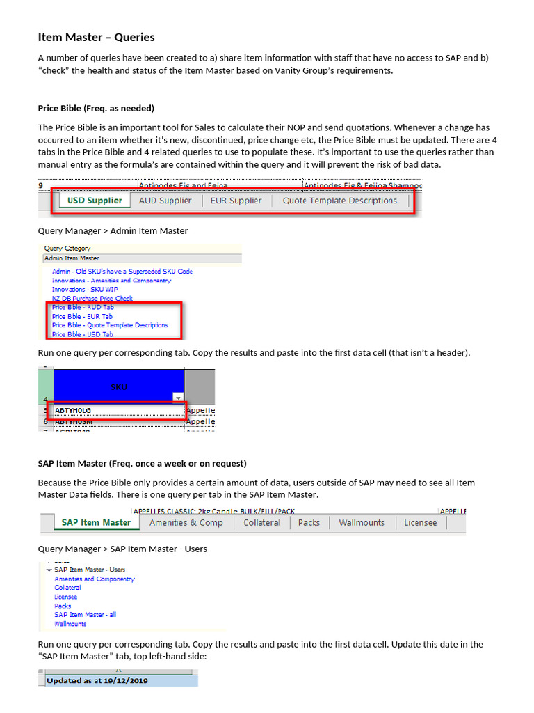 SAP Business One Item Master - Admin Queries | PDF | Information Technology | Computing