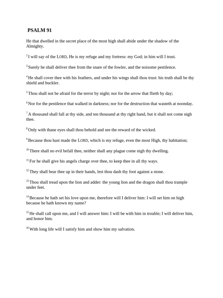 Psalm 91: Trust and Divine Protection | PDF