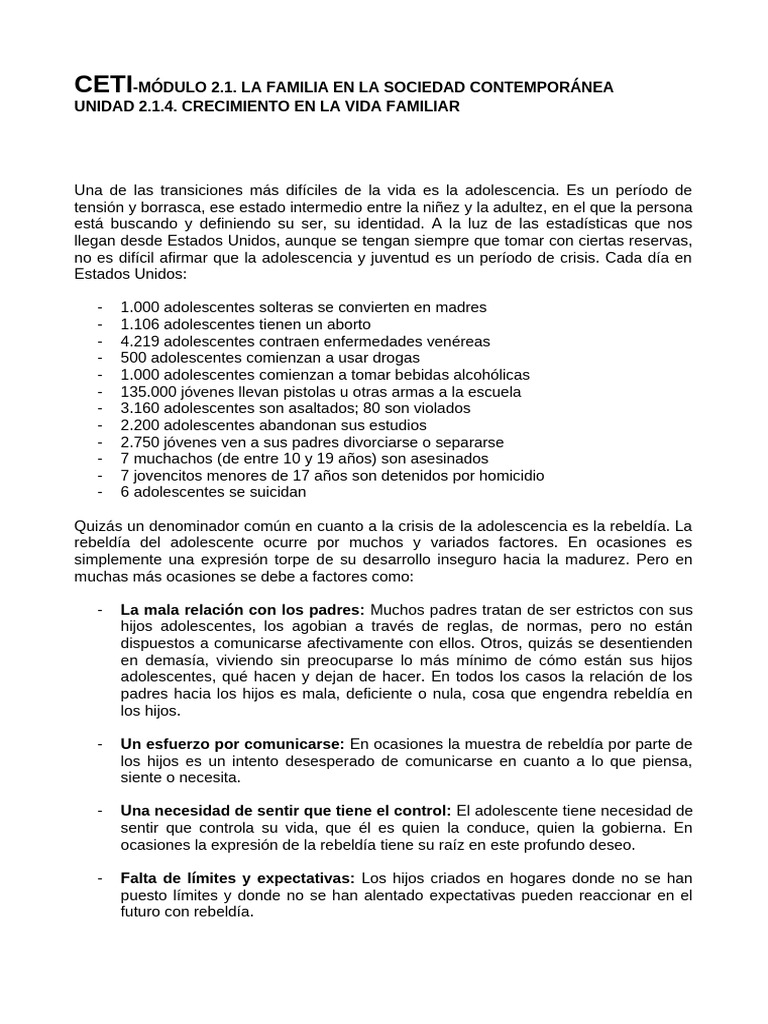 Unidad 2.1.4. (Ejer. III-B) | PDF | Adolescencia | Ira