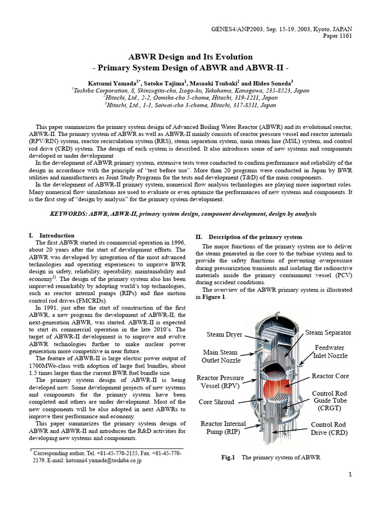 ABWR and ABWR-II Primary System Design | PDF | Energy Technology ...