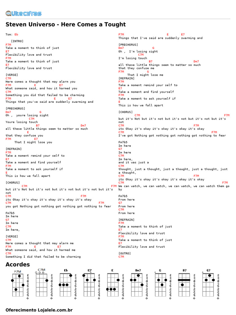 Steven Universo - Here Comes A Tought (Uke Cifras) | PDF | Refrain | Song Structure