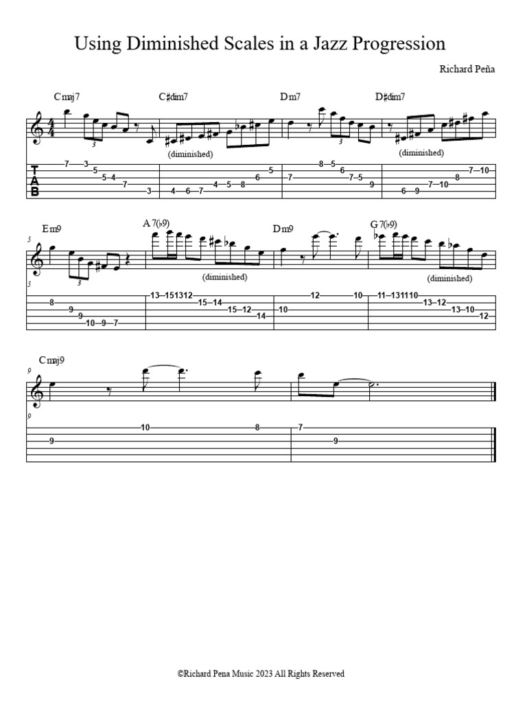 Using Diminished Scales in A Jazz Progression | PDF