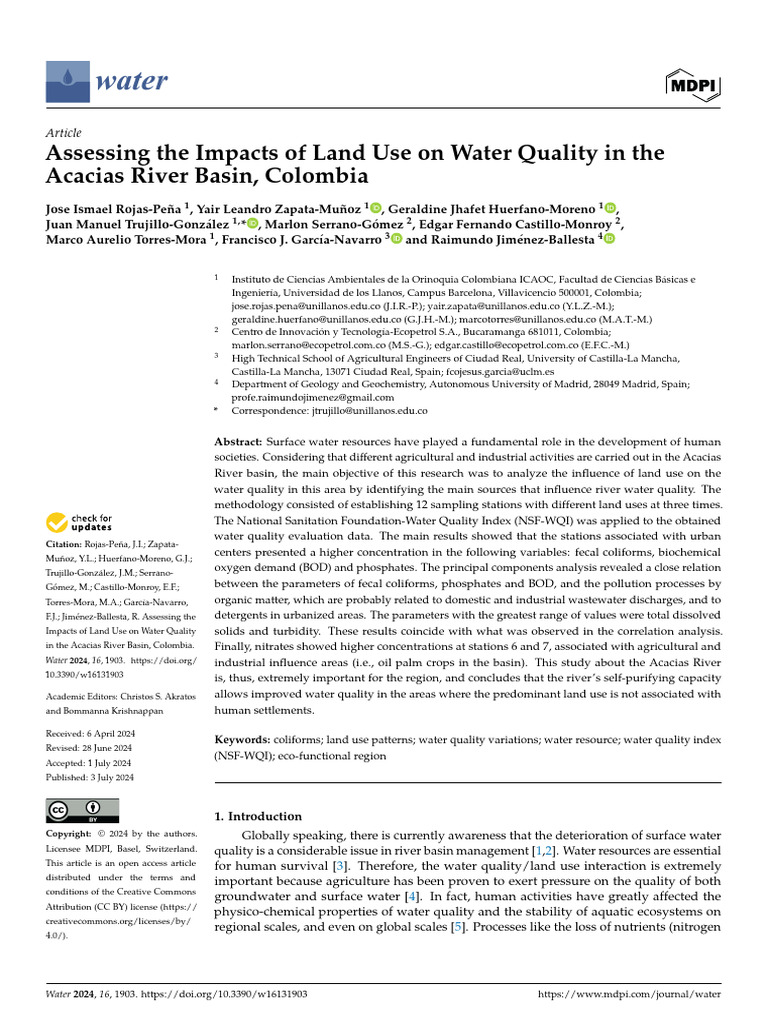 Water 16 01903 | PDF | Water Pollution | Agriculture