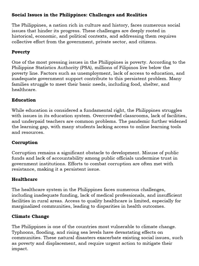 Social Issues Moral Issues in The Philippines | PDF | Corruption ...