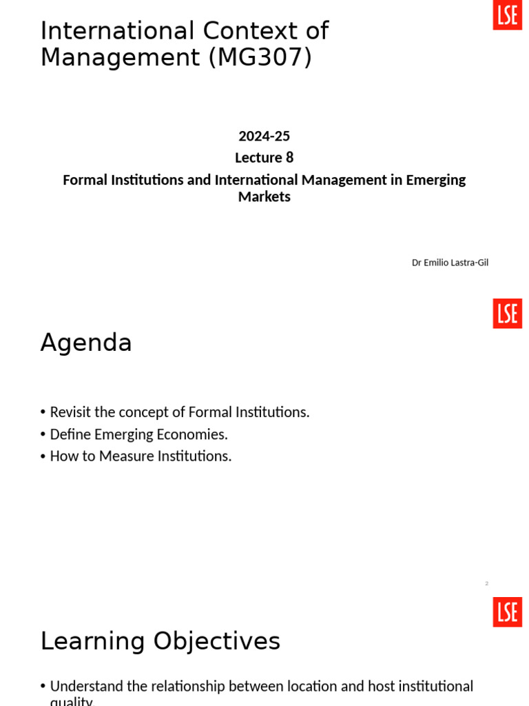 Lecture 8 - Final Version - 2024-25 - ELG | PDF | Institution | Market ...