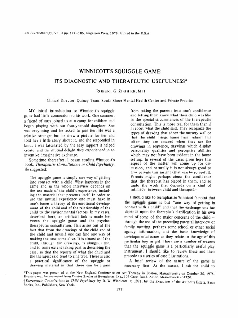 WINNICOIT’S SQUIGGLE GAME | PDF | Anxiety | Neurosis