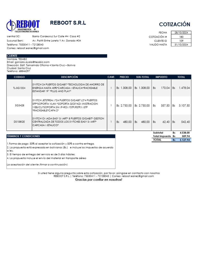 COT TESABIZ Reboot | PDF | Redes de computadoras | Telecomunicaciones