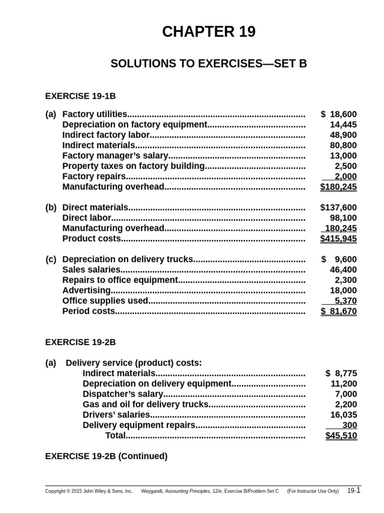 Wey AP 12e ExB PC Sol Ch19 | PDF | Cost Of Goods Sold | Inventory