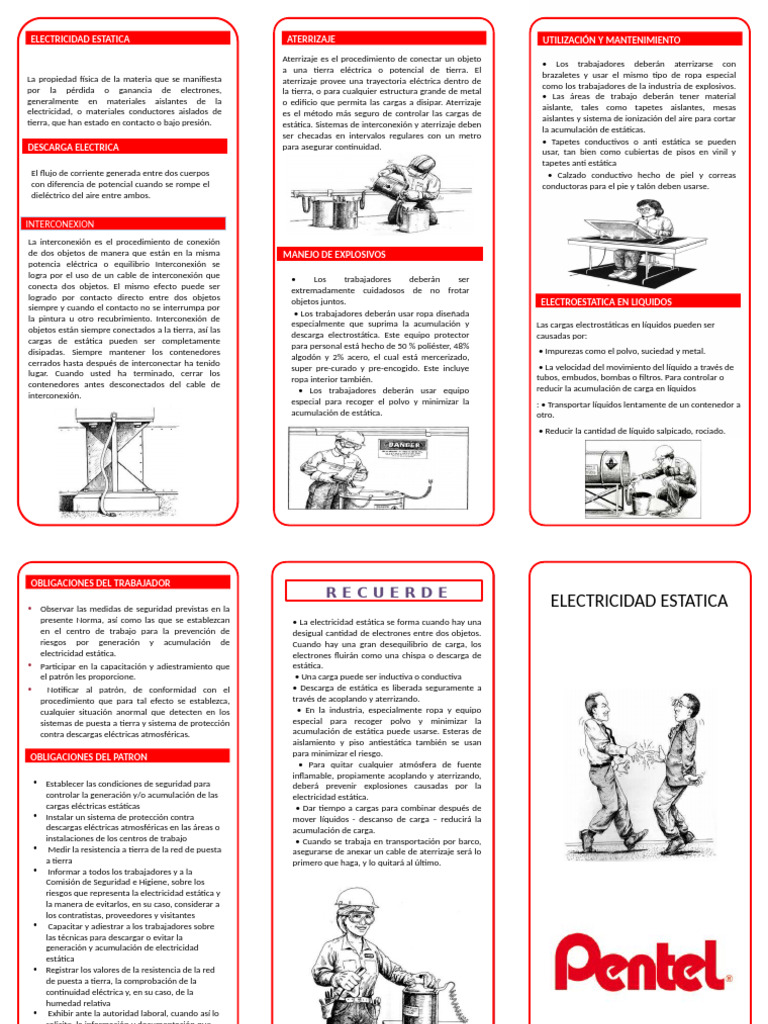Triptico Electricidad Estatica | PDF | Aislador (Electricidad) | Electrostática