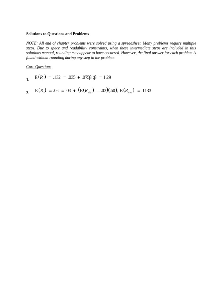 Solutions Manual for Investment Problems | PDF