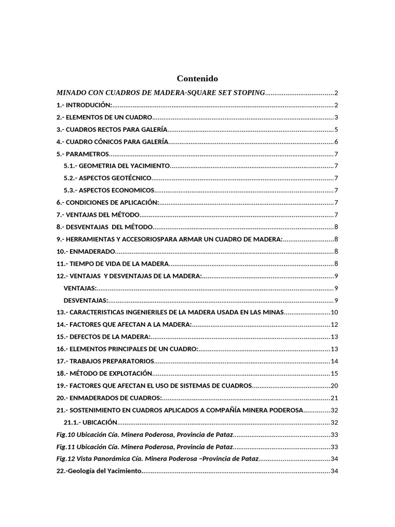 Minado Con Cuadros de Madera SQUARE SET STOPING | PDF | Madera | Minería