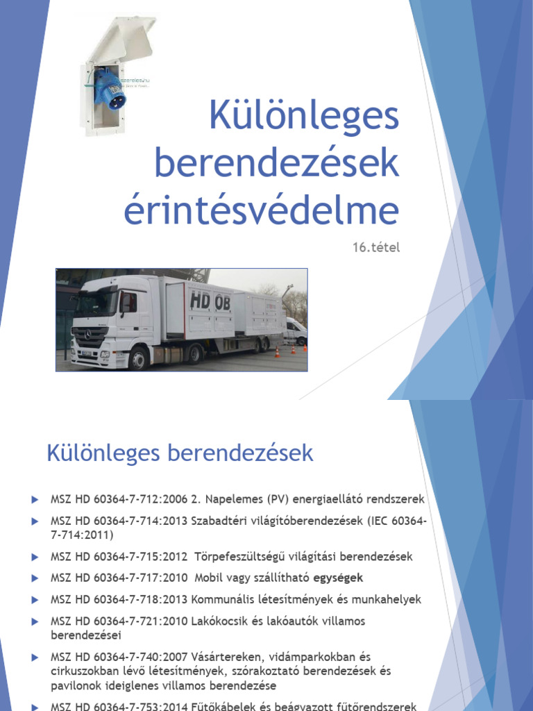 MSZ HD 60364-7 - Különleges Berendezések Érintésvédelme. | PDF