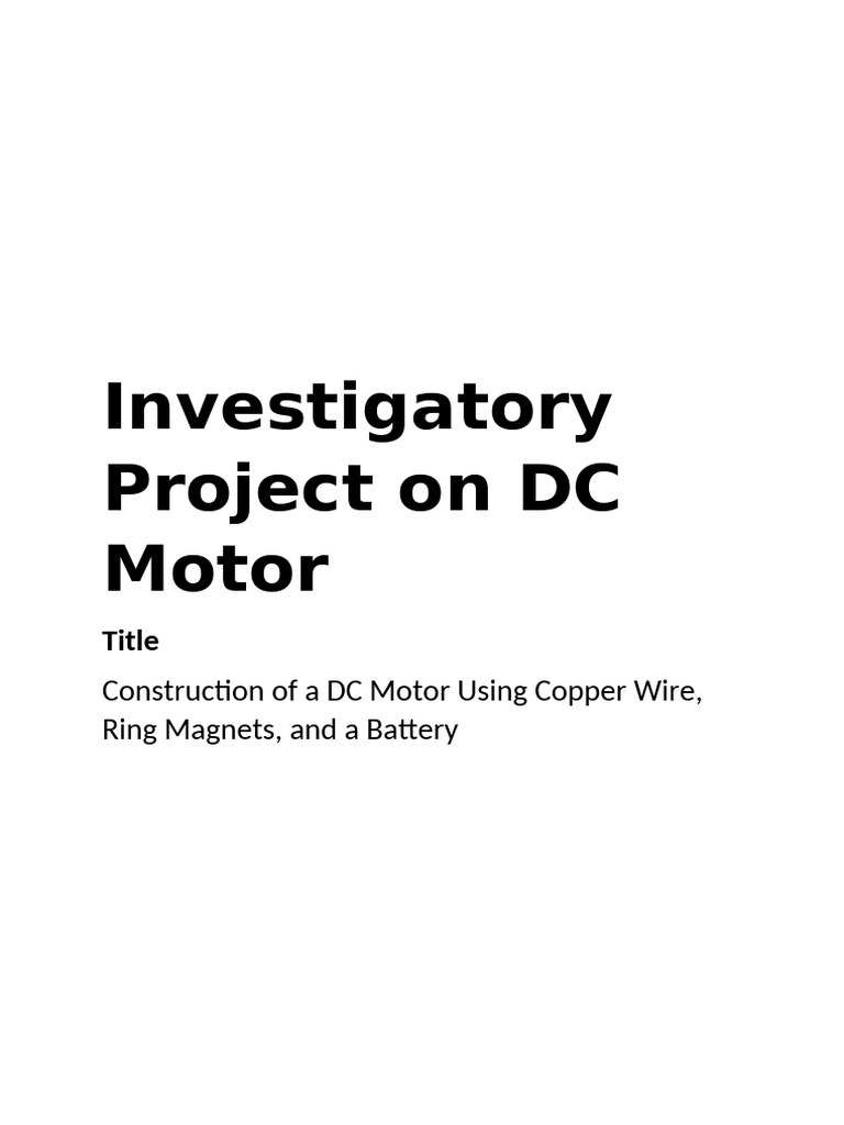 Constructing a Simple DC Motor | PDF | Electric Motor | Magnetic Field