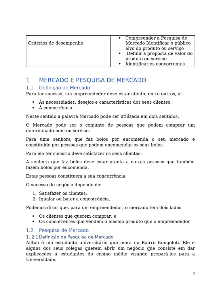 Critérios e Importância da Pesquisa de Mercado | PDF | Segmentação de ...
