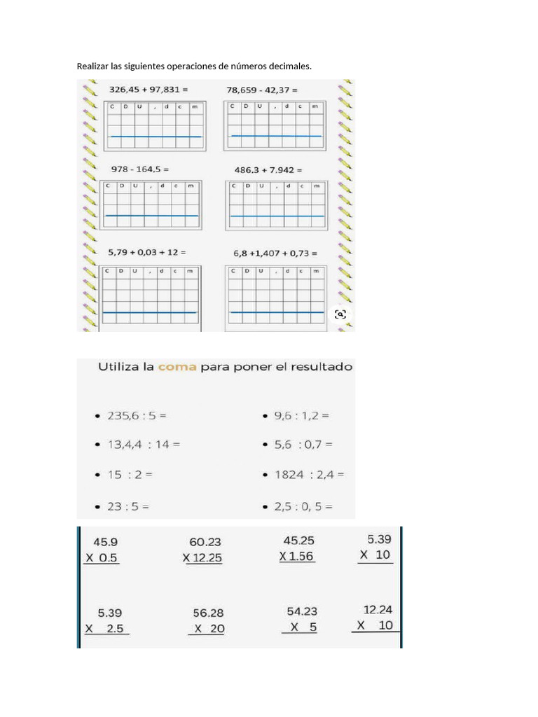 Operaciones Decimales | PDF
