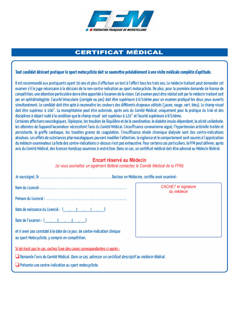 Certificat Medical | PDF