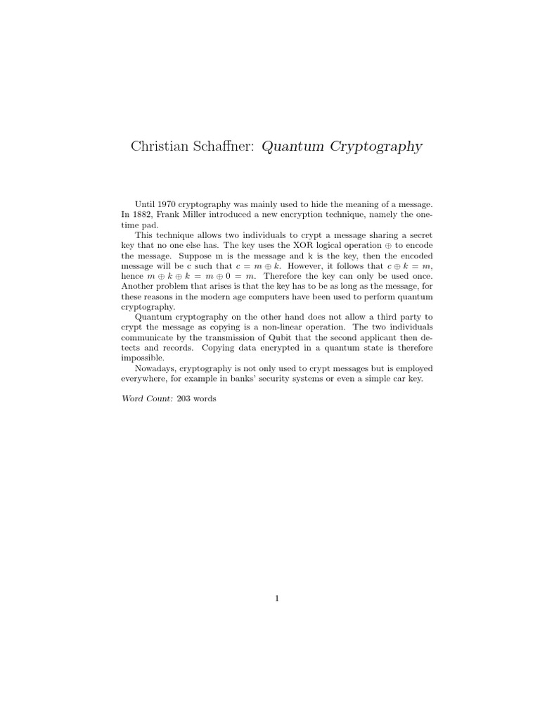 Quantum Cryptography Explained | PDF