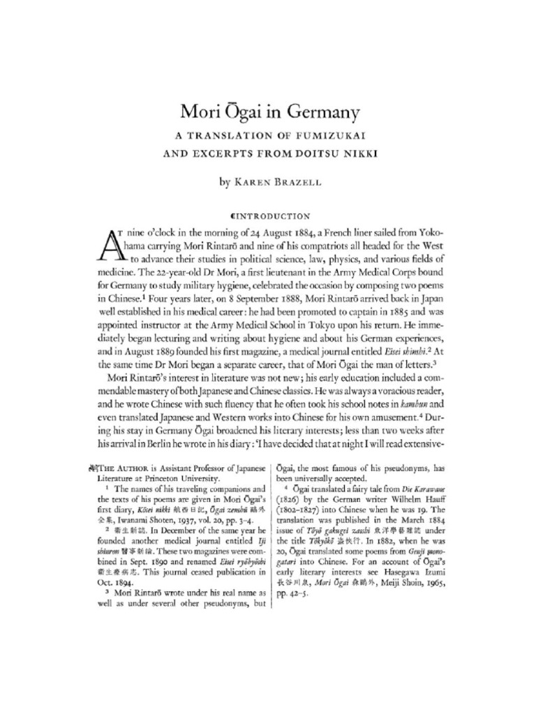 Mori Ogai in Germany, A Translation of Fumizukai and Excerpts From ...