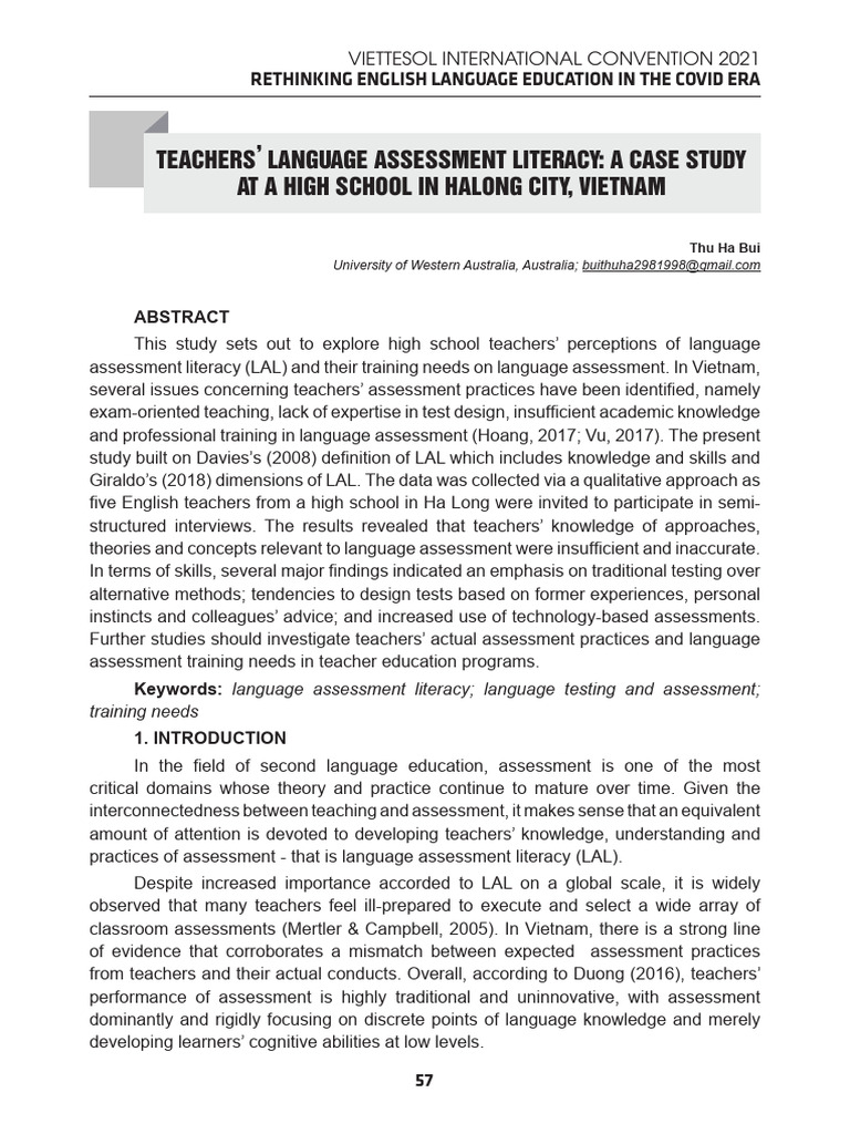 Teachers' Language Assessment Literacy A Case Study | PDF | Educational ...