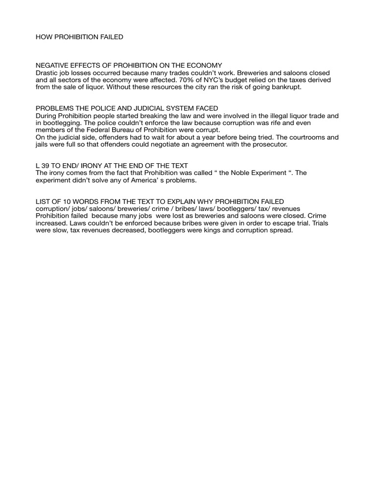Economic Impact of Prohibition Failure | PDF